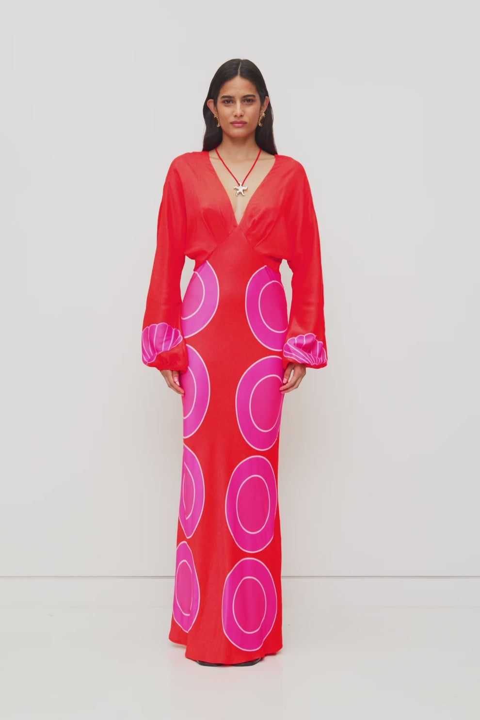 Concha Long Sleeve Maxi Dress - Cherry Shell – The Wolf Gang